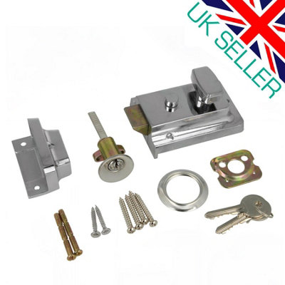 Yale Chrome Essentials Night Latch & 2 Keys 60mm Deadlock