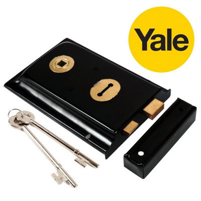 Yale Essentials Black Rim Sash Lock And 2 Keys