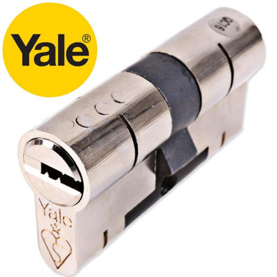 YALE NICKEL HIGH SECURITY 30/40 1 STAR DOUBLE CYLINDER 3 KEYS 70MM