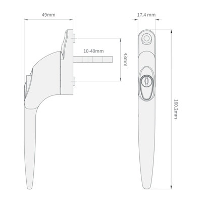 Yale Quartus Inline Window Handle - Champagne Gold, 20mm