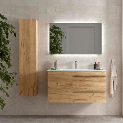 YARA Vanity Unit 100cm Oak Basin Ceramic