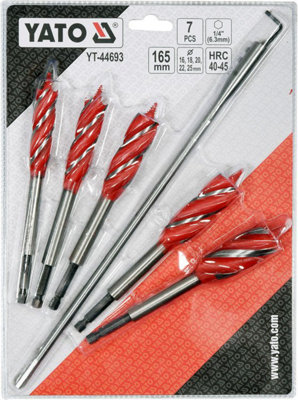 YATO YT-44693, wood drill bits set 7pcs, auger bits set, hex shank ...