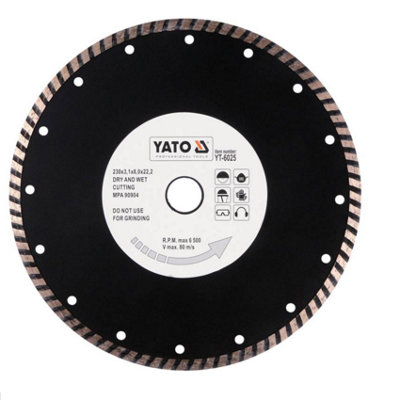 YATO YT-6025, Diamond Cutting Disc 230mm Bore 22.2, Turbo Type