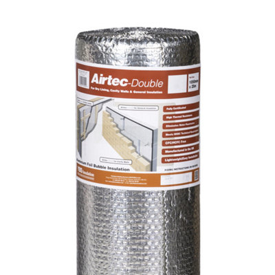 YBS Airtec Double 1.05m x 25m (26.25m2) Foil Bubble Insulation Roll ...