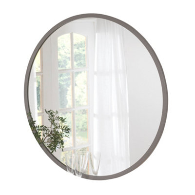 Yearn Simple Round Wall Mirror Grey 50cm