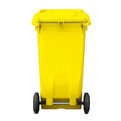 Yellow 140L Compact Sized Waste Recycling Wheelie Bins With Strong ...