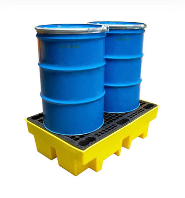 Yellow 2-Drum Spill Pallet: Reliable Containment for Hazardous Materials