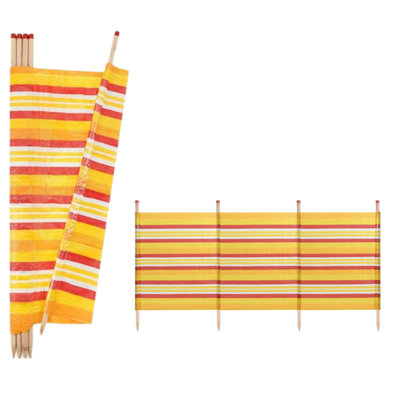 Yellow 6 Pole Heavy Duty Windbreak, Beach Sun Shade, Camping & Caravan ...