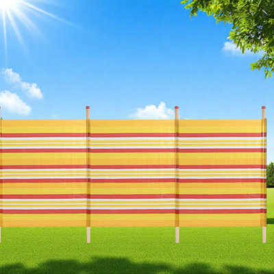 Yellow 6 Pole Heavy Duty Windbreak, Beach Sun Shade, Camping & Caravan ...