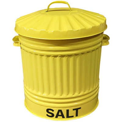 Yellow bin 35l for salt and grit complete with lid, ideal for driveways ...