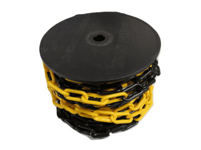 YELLOW BLACK PLASTIC CHAIN LINKS 6MM X 30 METRE (GARDEN DECORATIVE ...
