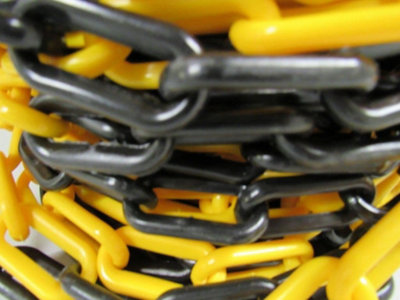 YELLOW BLACK PLASTIC CHAIN LINKS 6MM X 30 METRE (GARDEN DECORATIVE ...