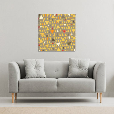 Yellow Geometric Triangles (Canvas Print) / 61 x 61 x 4cm | DIY at B&Q