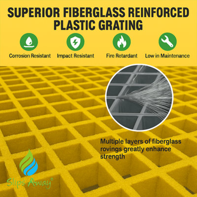 Yellow GRP Open Mesh Grating Panels AntiSlip and CorrosionResistant for ...