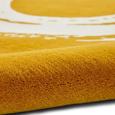 Yellow Handmade Luxurious Modern Plain Wool Abstract Rug Easy to clean ...