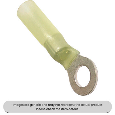 Yellow Heat Shrink Terminals Adhesive Lined 6MM Ring Terminals Pack Qty 25