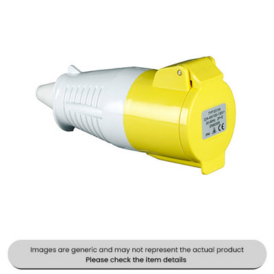 Yellow In-Line Sockets Low Voltage 110V, 16AMP Pack Qty 1