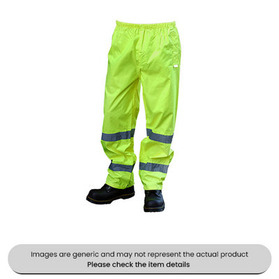 Yellow Medium Water Repellent Reflective Trousers PU Coated Pack Qty 1
