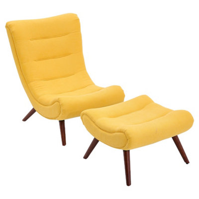 Yellow Modern Curved Lounge Chair with Footstool | DIY at B&Q