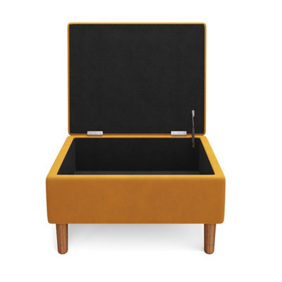 Yellow Modern Rectangular Tufted Velvet Upholstered Storage Ottoman ...