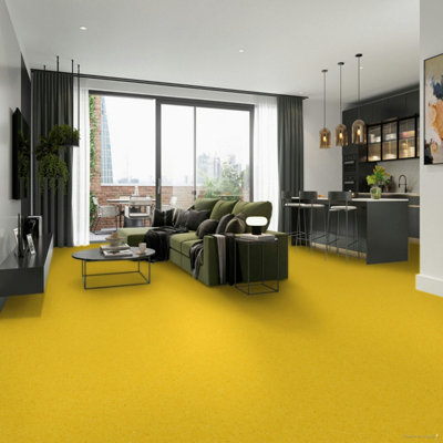 Yellow Mosaic Effect Vinyl Flooring, Non-Slip Contract Commercial Vinyl ...
