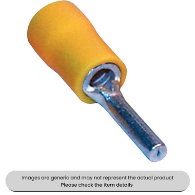 Yellow Pin Terminals & Connectors 2.9MM Pack of 50