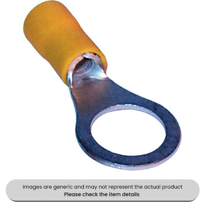 Yellow Ring Terminals & Connectors 10.5MM Pack Qty 50