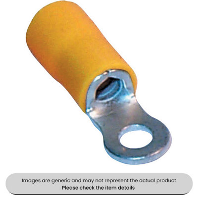 Yellow Ring Terminals & Connectors 3.7MM Pack Qty 50