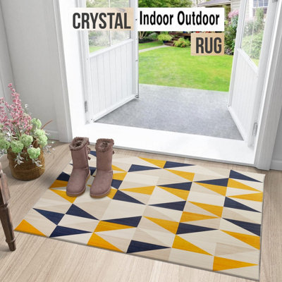 Yellow Rug for Bedroom Modern Carpet - Geometric Style Super Soft ...