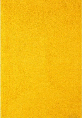 Yellow Soft Plain Design Fluffy Shaggy Rugs and Runners High Pile ...
