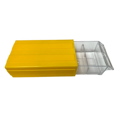 Yellow Stackable Plastic Storage Drawers L180xW93xH50mm with Removable ...