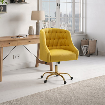 Mustard velvet office chair store