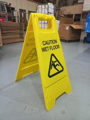 Yellow Wet Floor Sign Warning A Frame