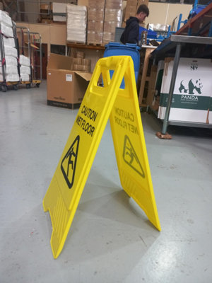 Yellow Wet Floor Sign Warning A Frame