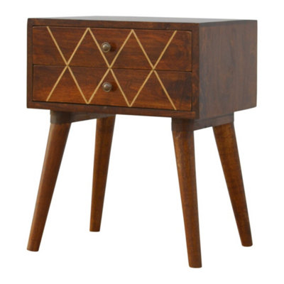 Yelnick Geometric Brass Inlay 2 Drawer Bedside