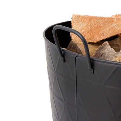Yew Large Fireside Log Bucket Contemporary Design Iron Black Matte ...