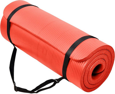 Yoga Mat 1 inch Thick, BalanceFrom GoCloud Non-Slip Exercise Mat, Red