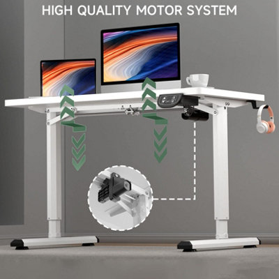 Yohood White Electric Standing Desk,Adjustable Height Workstation 110cm ...