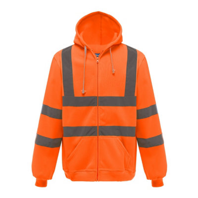 Yoko Mens Hi Visibility Full Zip Reflective Work Hoodie | DIY at B&Q