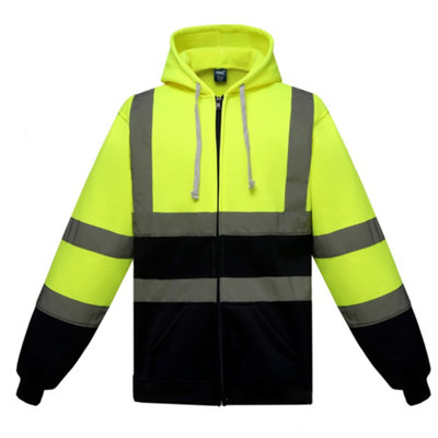 Yoko Mens Hi Visibility Full Zip Reflective Work Hoodie | DIY at B&Q