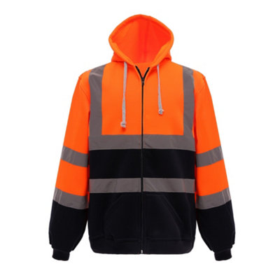 Yoko Mens Hi Visibility Full Zip Reflective Work Hoodie | DIY at B&Q