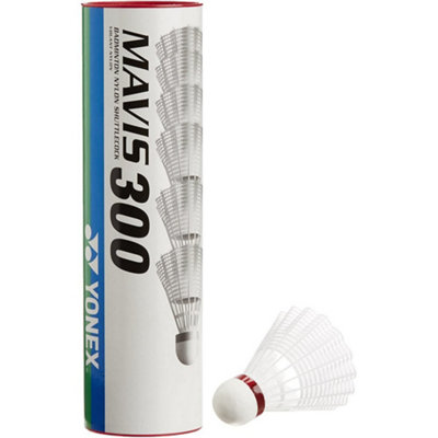 Yonex Mavis 300 Nylon Shuttlecock (Pack of 6) White/Red (One Size)