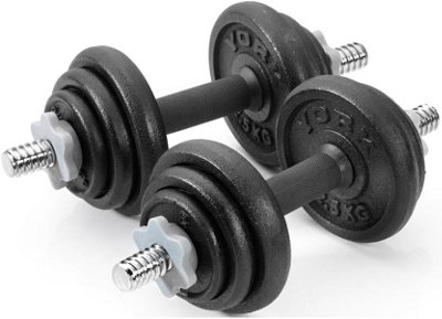York Fitness 20 kg Cast Iron Spinlock Dumbbell - Adjustable Hand ...