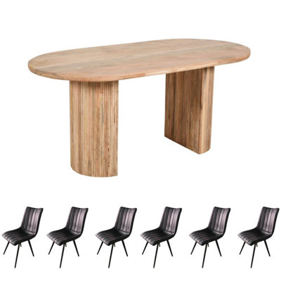 York Mango Light Mango Wood Dining Table Set 170Cm With 6 Chairs at B&Q
