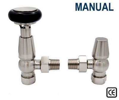 York Manual Radiator Valves - Satin Nickel | DIY at B&Q