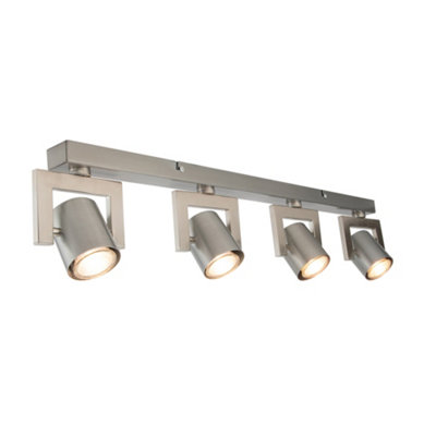 Yorkie Spotlight Satin Nickel GU10 4-Bar Quad Ceiling Light Fitting ...