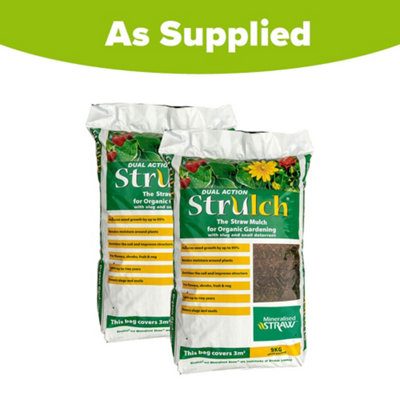 YouGarden 2 x 100L Strulch Mulch Straw Mulch in 9kg Bags, Natural Straw ...