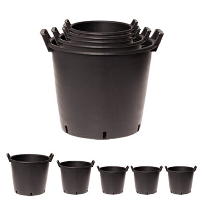 YouGarden Nest of Five Heavy Duty Pots, 3 x 30 Litre, 1 x 35 Litre, 1 x ...