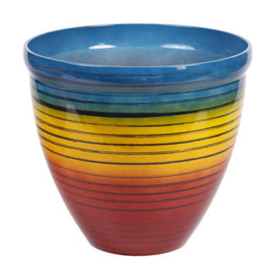 YouGarden Rainbow Planter, 33cm Plastic Pot, Colourful Garden Patio ...