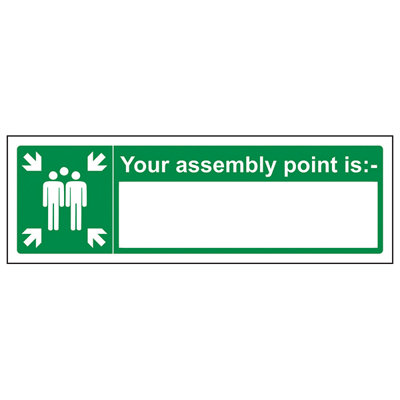 Your Assembly Point Fire Safety Sign - Rigid Plastic - 450x150mm (x3 ...